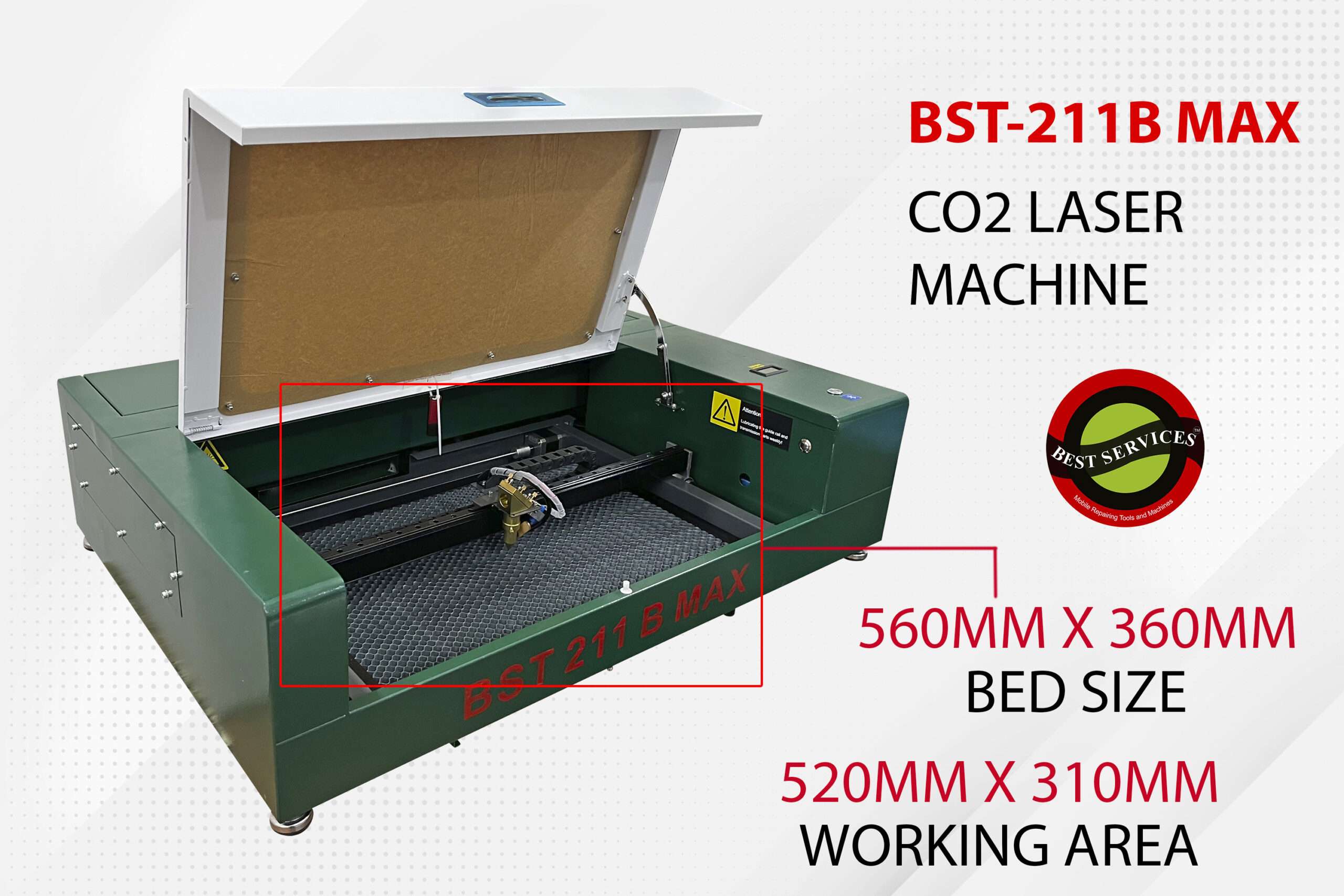 BST211B MAX 60W LASER CUTTING MACHINE (K3045) (CUTTING SIZE-520*310MM ...