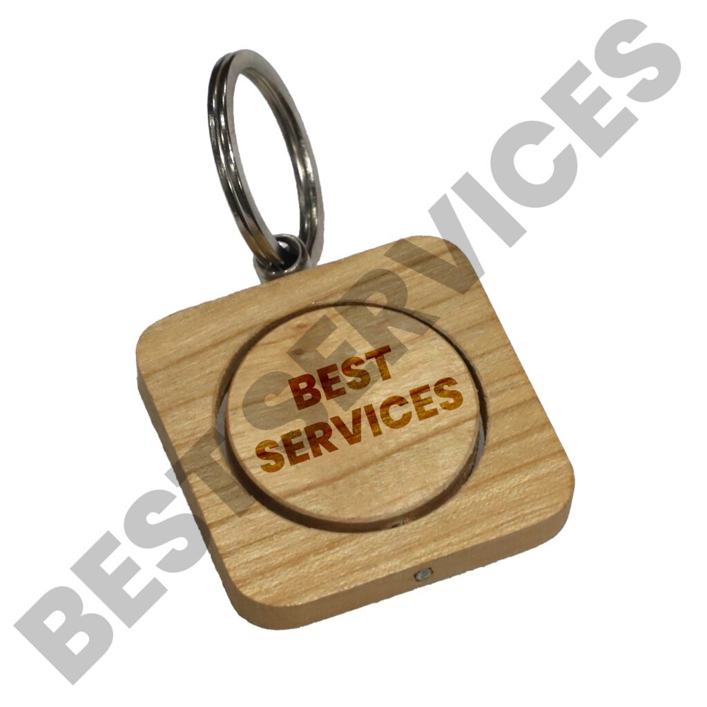 WOODEN KEYRING SQUARE REVOLVING (PACK OF 10) - Best Services WOODEN ...